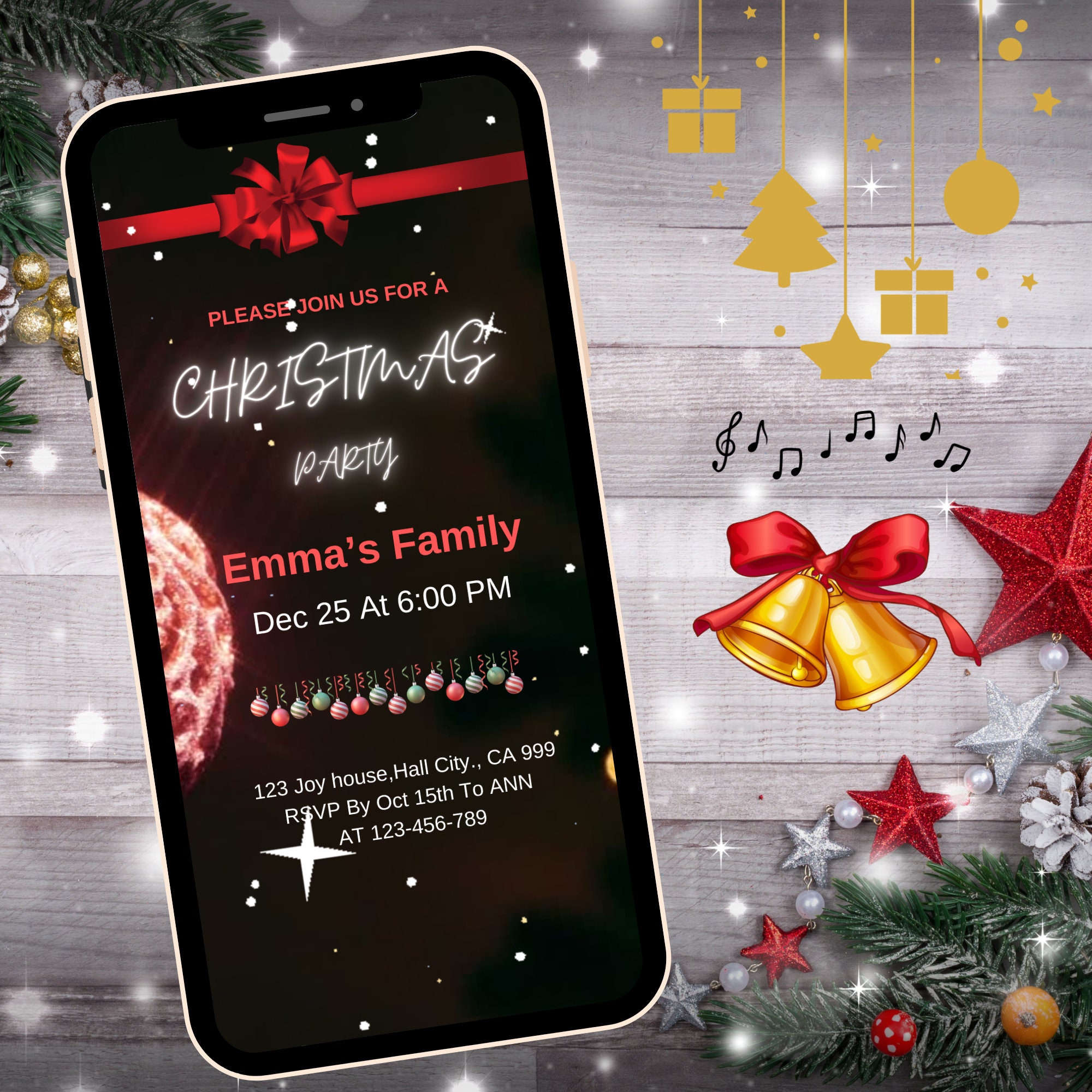 Animated Christmas Party Invitation: Editable Digital E-invite - Etsy