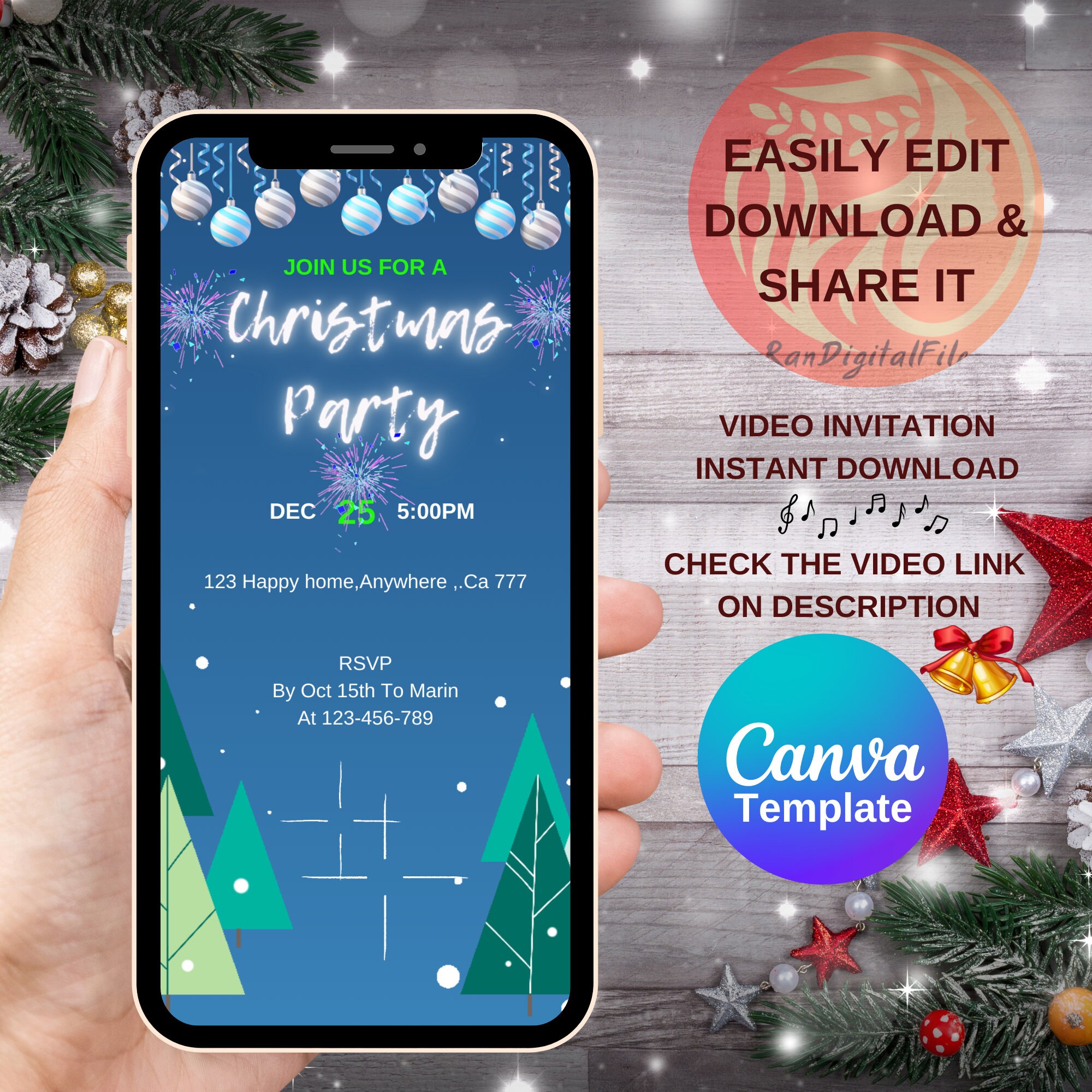 Animated Christmas Party Invitation Electronic Christmas - Etsy