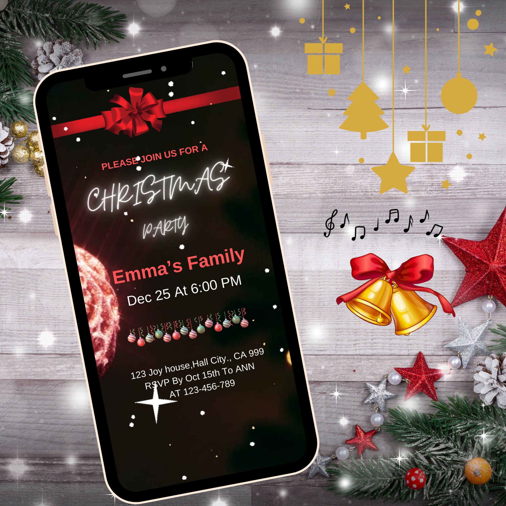 Animated Christmas Party Invitation: Editable Digital E-invite - Etsy