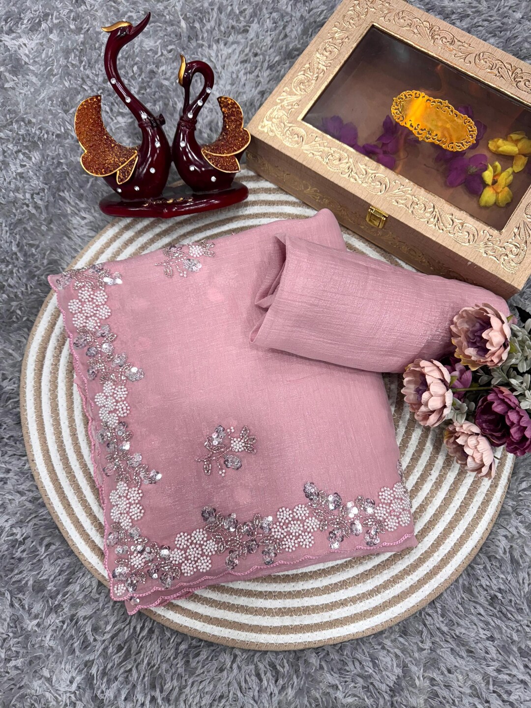 Embroidered Bridal Wedding Handicraft Saree for Women, Festive Wear ...