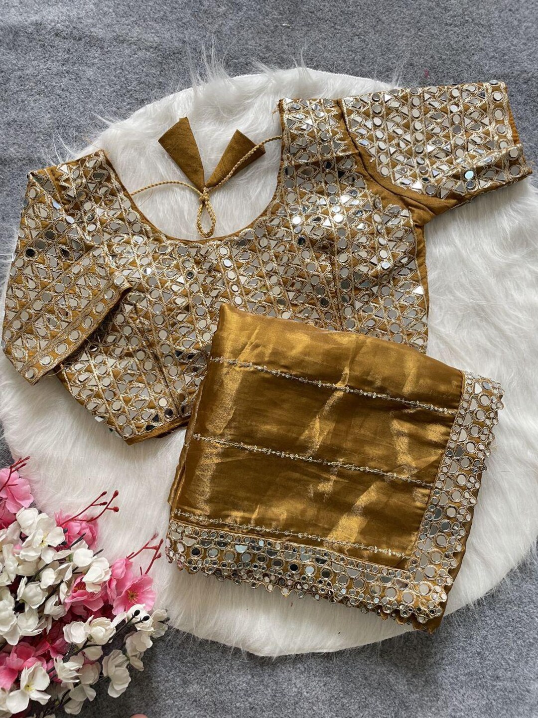 Zimmy Cho Silk Saree With Heavy Mirror Work Bollywood Inspired Designer ...