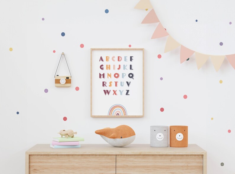 Alphabet Poster Rainbow Printable Educational Wall Art Nursery Poster ...