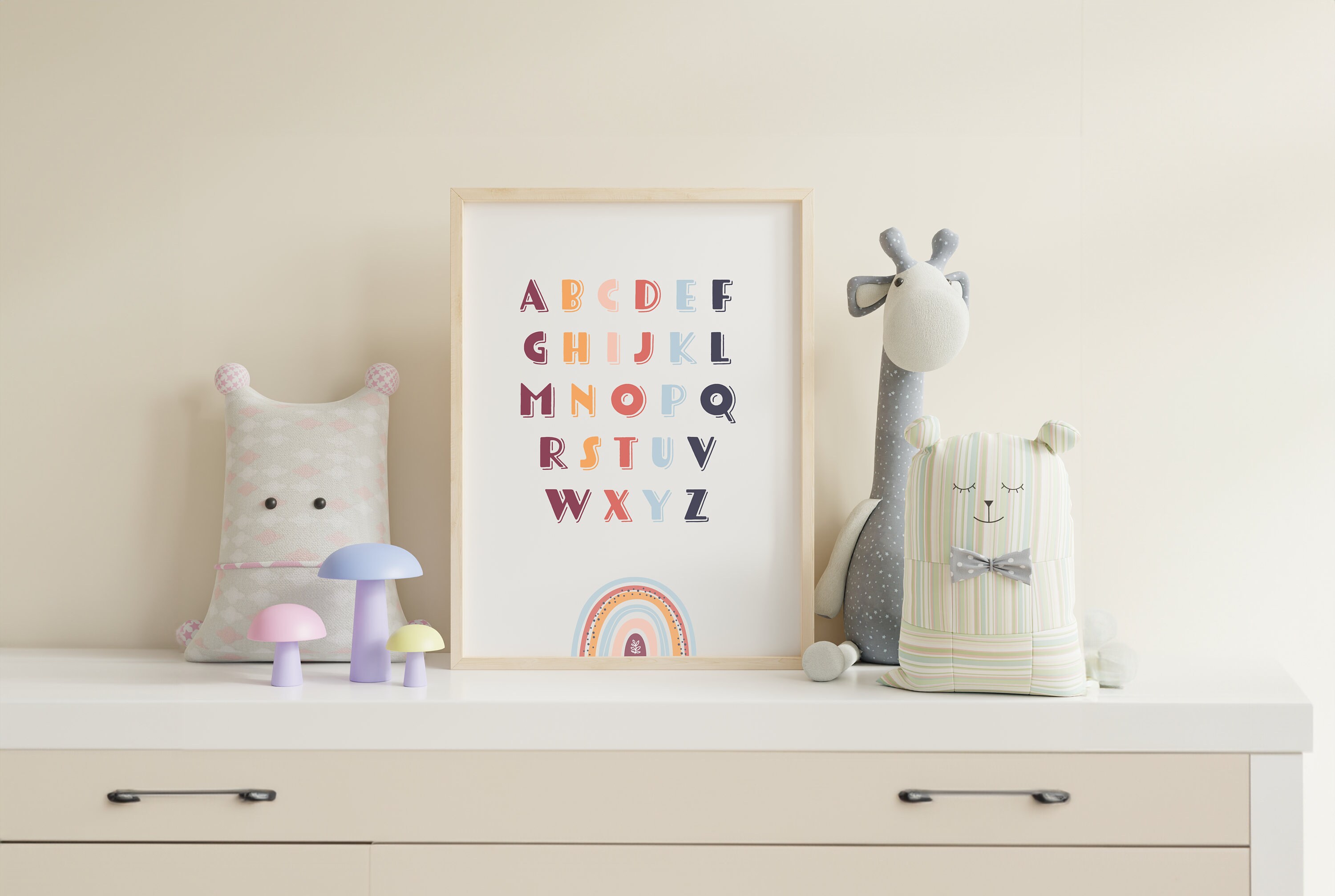 Alphabet Poster Rainbow Printable Educational Wall Art Nursery Poster ...