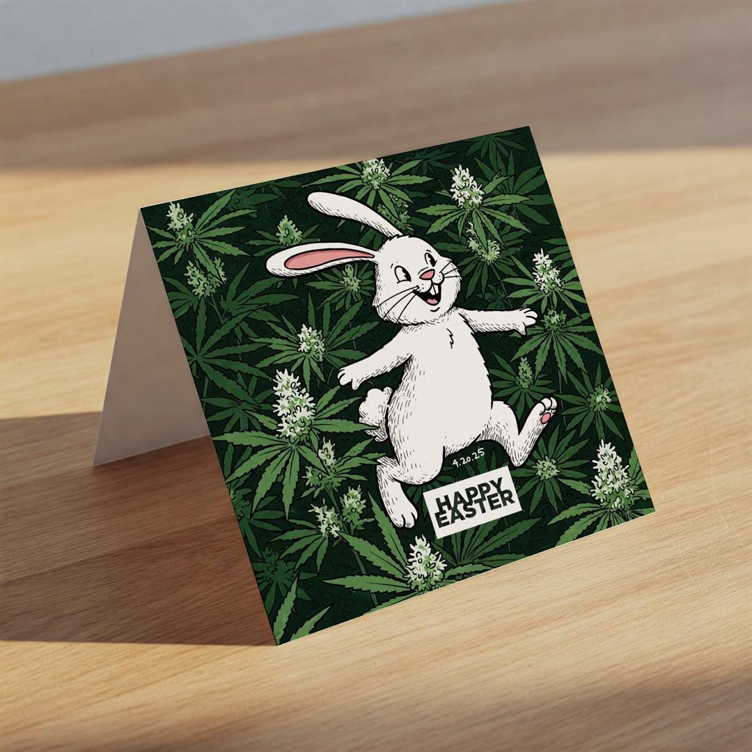 Stoned 420 Easter Bunny Art Print GREETING CARDS - Etsy
