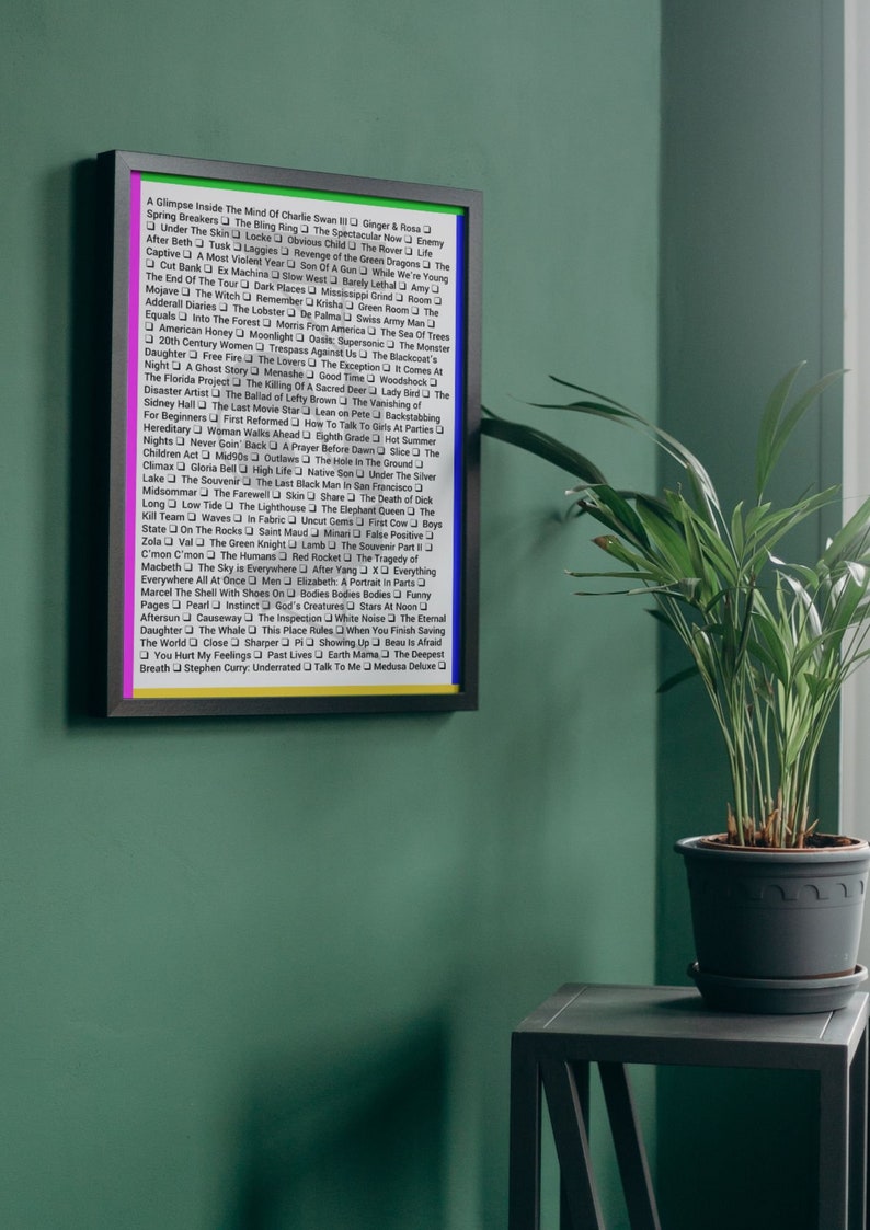 A24 Movie Checklist Poster Digital Download Every A24 Film List Print ...