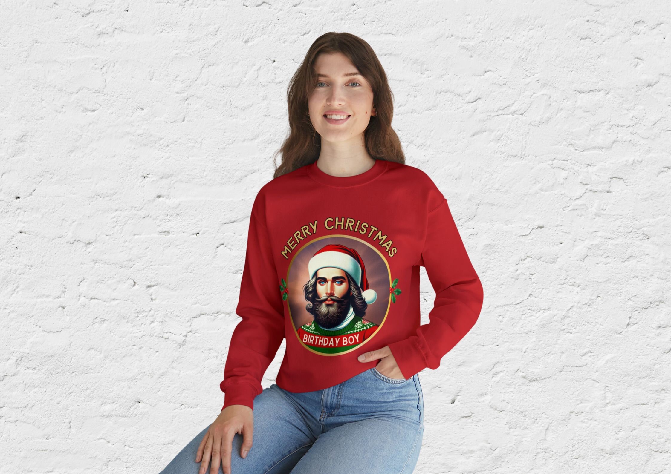 Jesus Christ Birthday Boy Christmas Crewneck Jumper Merry Christmas ...