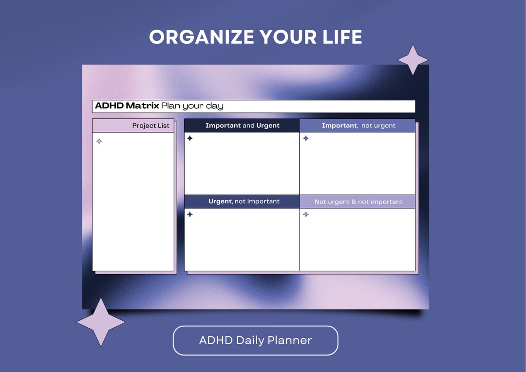ADHD Planner, Organize, ADHD, Matrix, Plan Your Day, Planner, Template ...