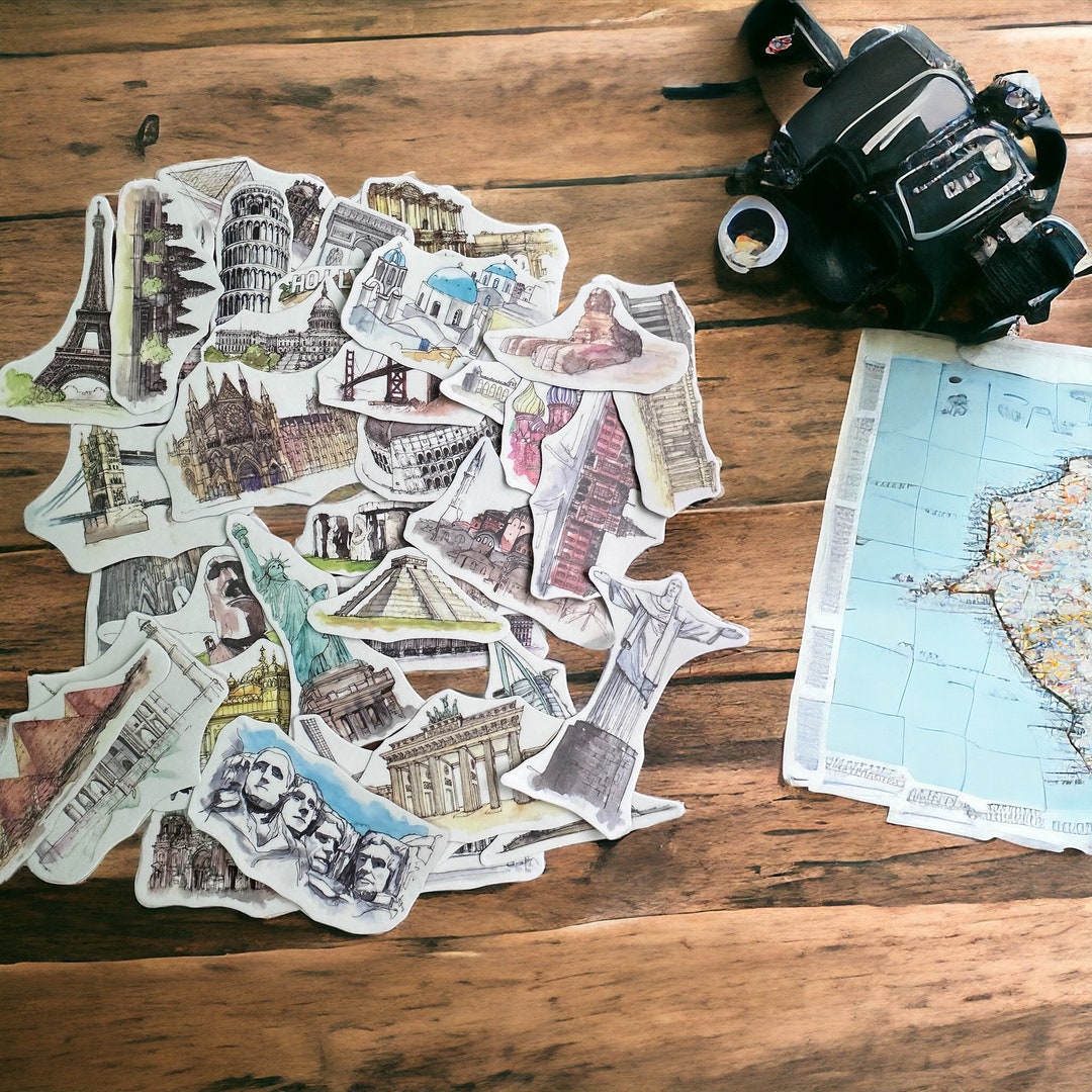 42 Stickers of Watercolour Sketches of Famous World Landmarks ...