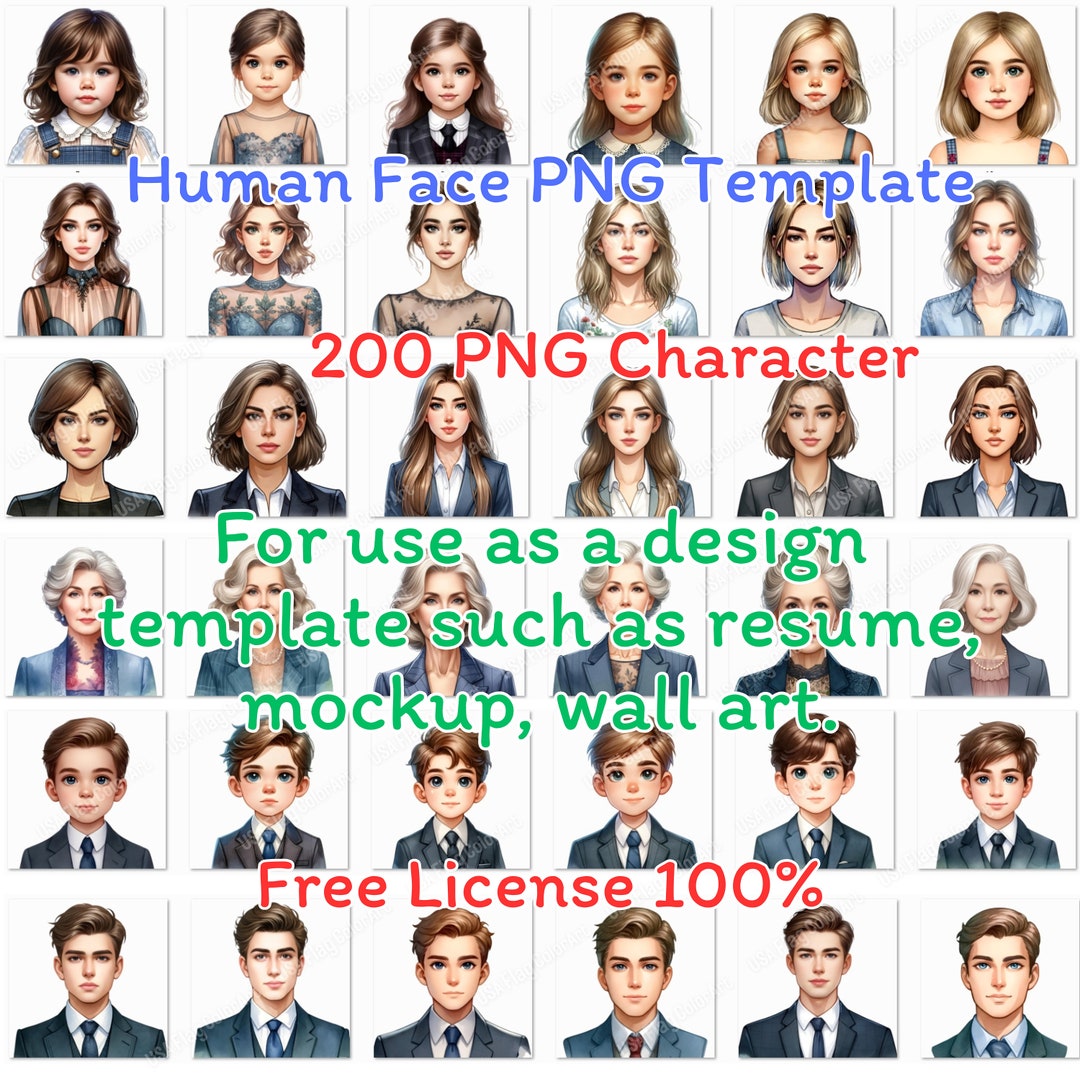 Human Face PNG Template for Design - License-free, Editable Photo ...