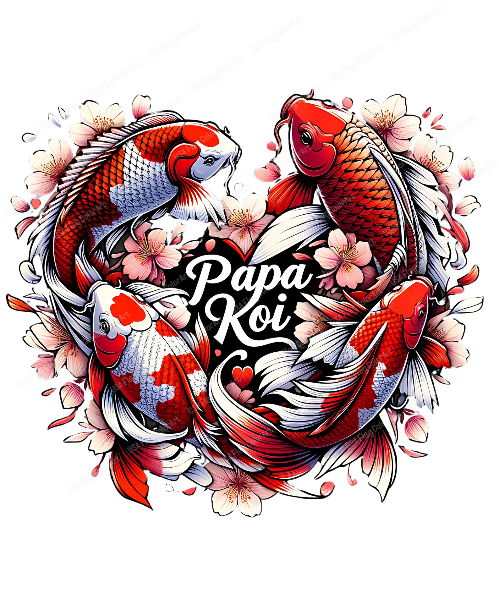 Papa Koi Valentine's Day Clipart - Heart Shaped Japanese Koi Fish ...