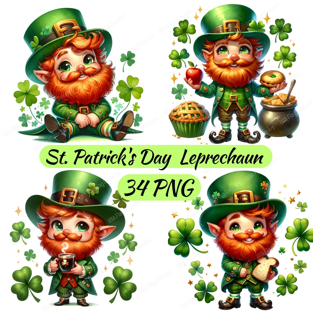 St. Patrick's Day Leprechaun Watercolor PNG - Digital Download, Irish ...