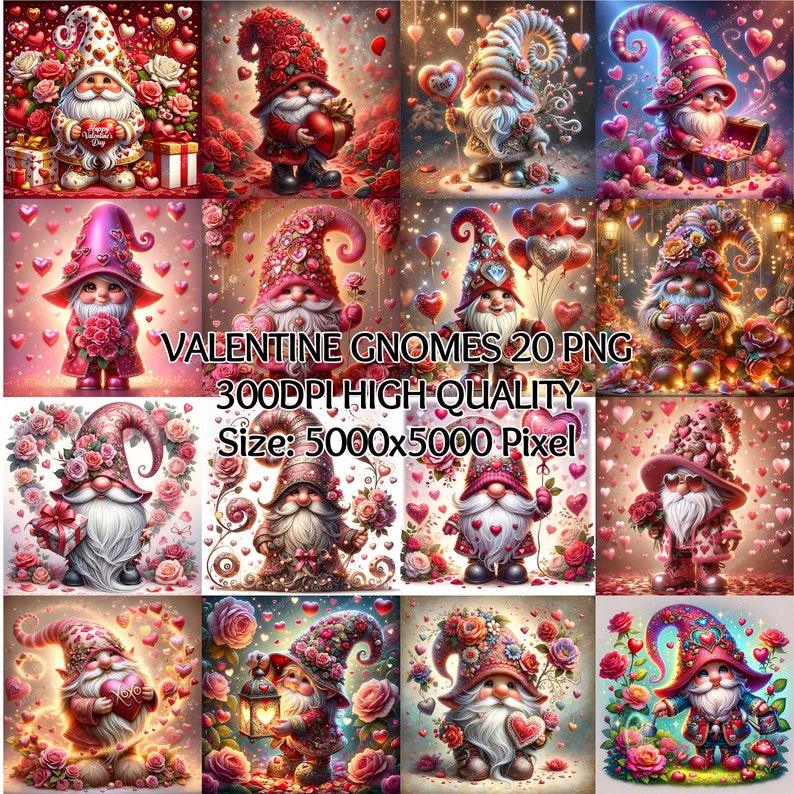 Valentine's Day Gnome Clipart - Full-body Watercolor Gnome Delivering ...