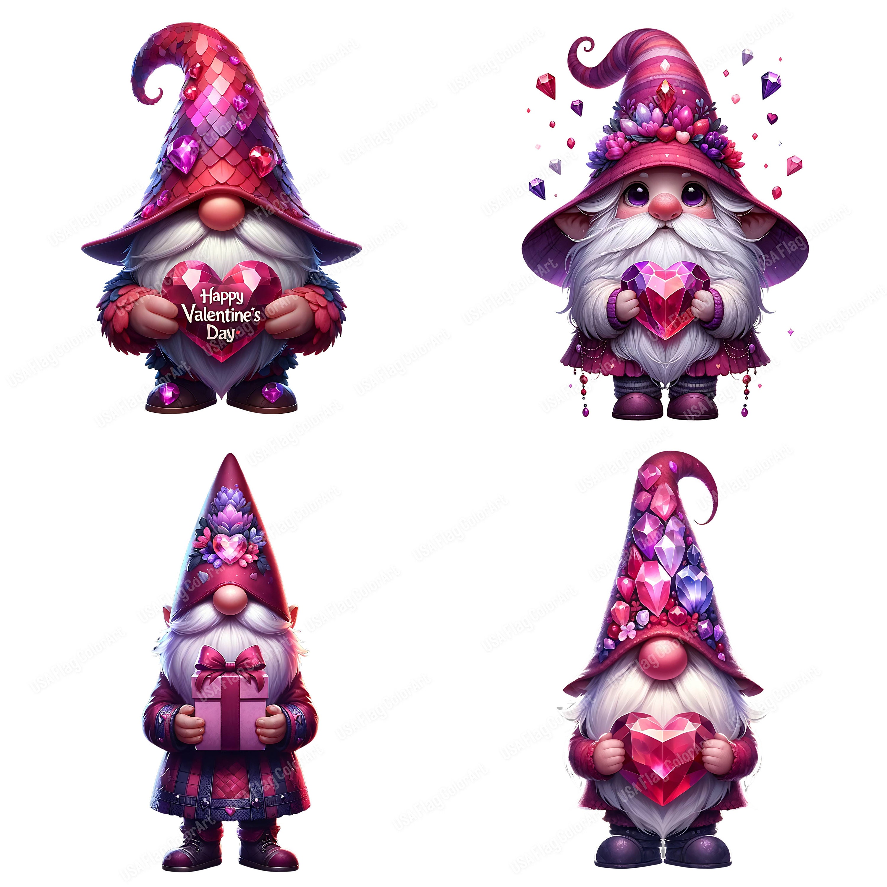 Valentine's Day Gnome With Heart Clipart - Watercolor Love Delivery ...