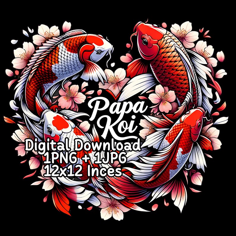Papa Koi Valentine's Day Clipart - Heart Shaped Japanese Koi Fish ...