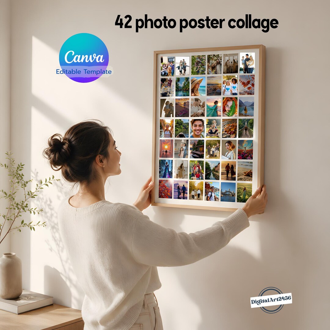 42 Photo Collage Poster Template | Editable Canva Picture | Printable ...