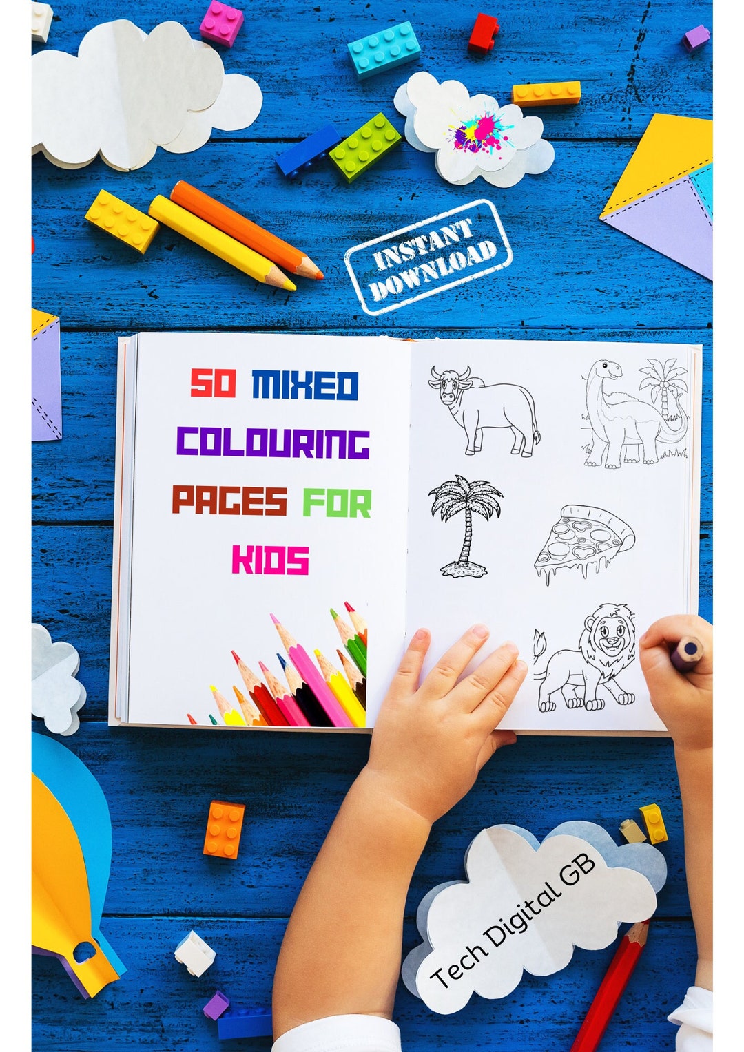 50 Mixed Colouring Pages for Kids - Etsy