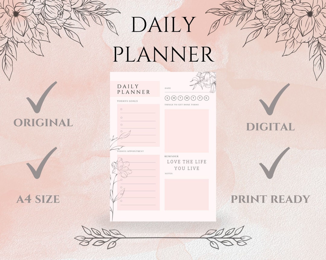 Floral Digital Planner Printable Daily Journal - Etsy