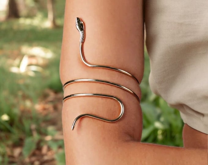 Snake Upper Arm Bracelet, Gold Snake Bracelet, Silver Bracelet, Snake ...