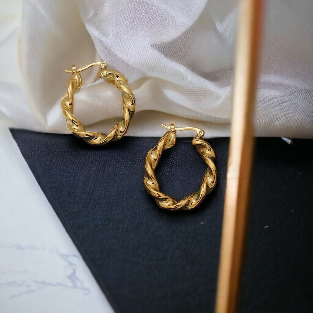 Pendientes De Aro De Oro 18K Irregulares Pendientes De Aro - Etsy