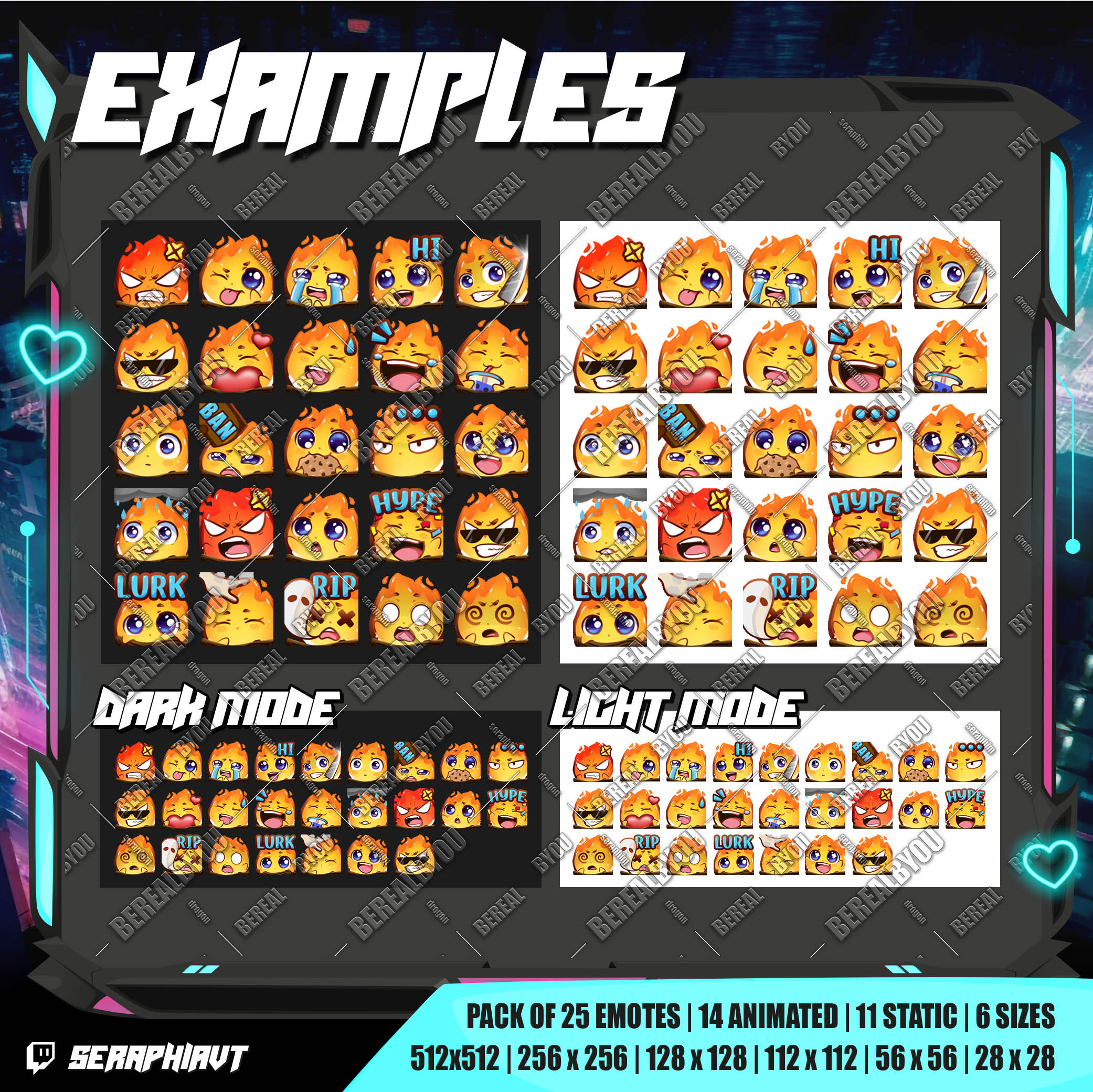 25 Emotes | Chibi Flame Twitch Emote | Cute Fireball | Flame | Fire ...