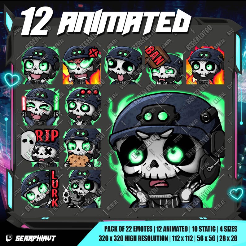 22 Emotes | PACK2 | P2U | Military Soldier Twitch Emote | COD | Ghost ...