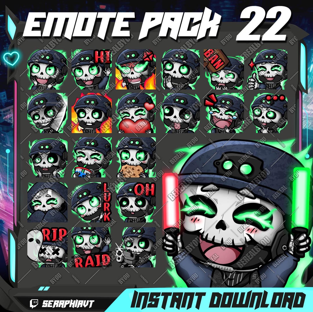 22 Emotes | PACK2 | P2U | Military Soldier Twitch Emote | COD | Ghost ...