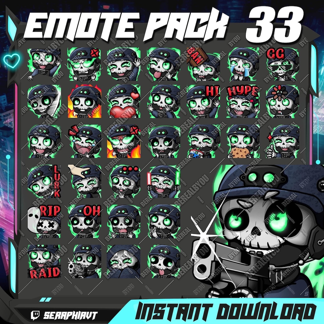 33 Emotes | P2U | Military Soldier Twitch Emote | COD | Ghost | Twitch ...