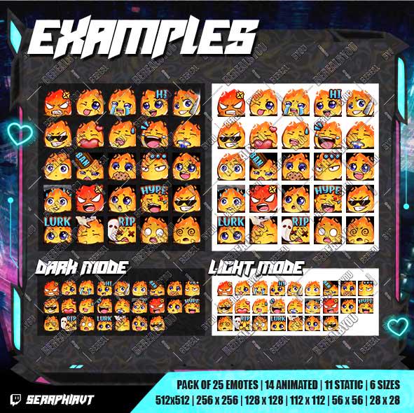 25 Twitch Emotes: Chibi Fire Flame Pack (animated & Static) - Etsy