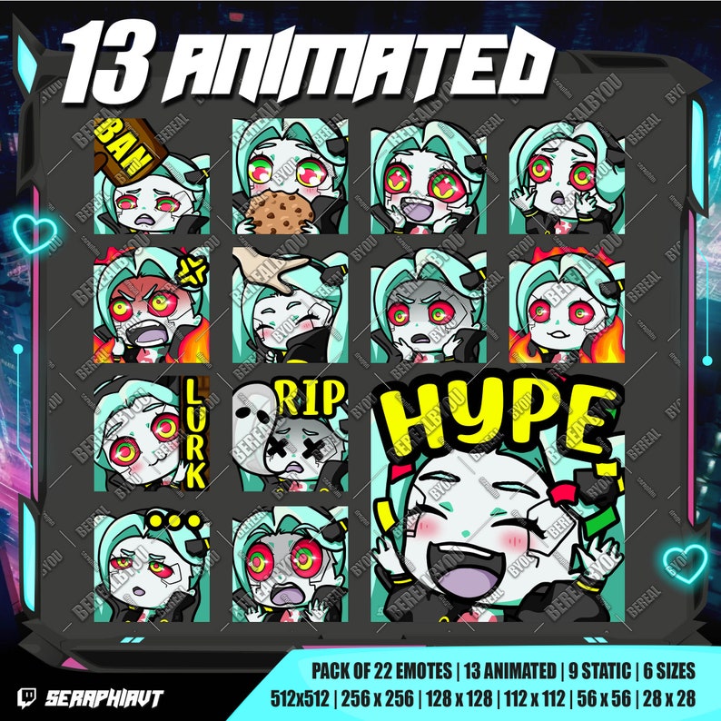 22 Twitch Emotes: Chibi Rebecca Cyberpunk Pack (animated & Static) - Etsy