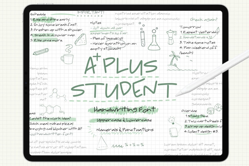 Handwritten Font Goodnotes Simple Font Study Digital Note Cute Font ...