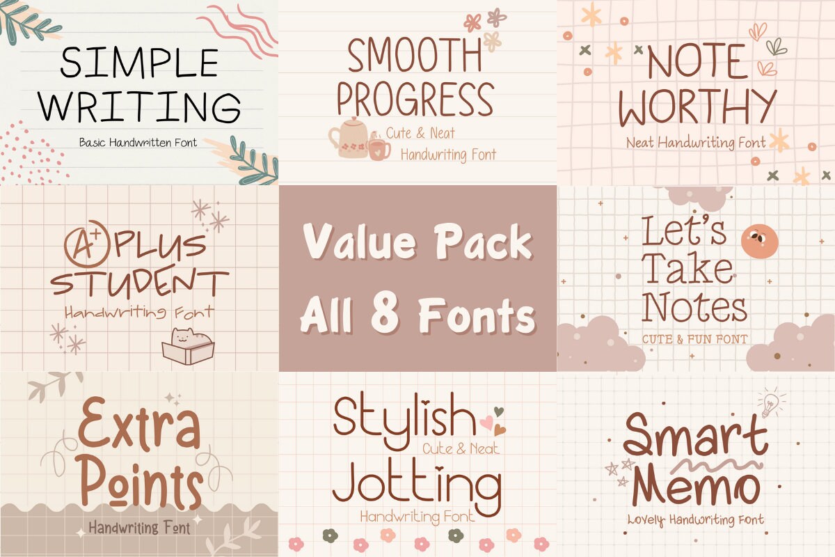 Font Bundle Handwritten Font Goodnotes Simple Font Study Digital Note ...