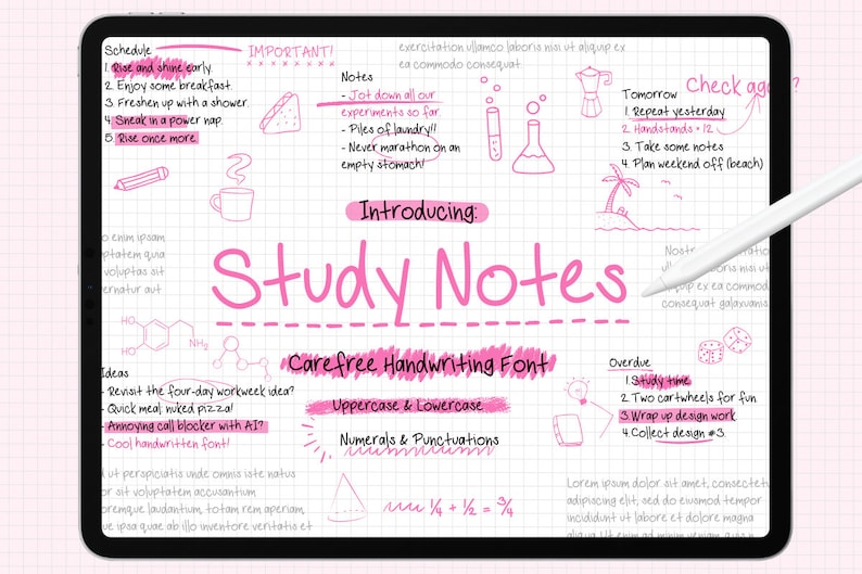 Handwritten Font Goodnotes Simple Font Study Digital Note Cute Font ...