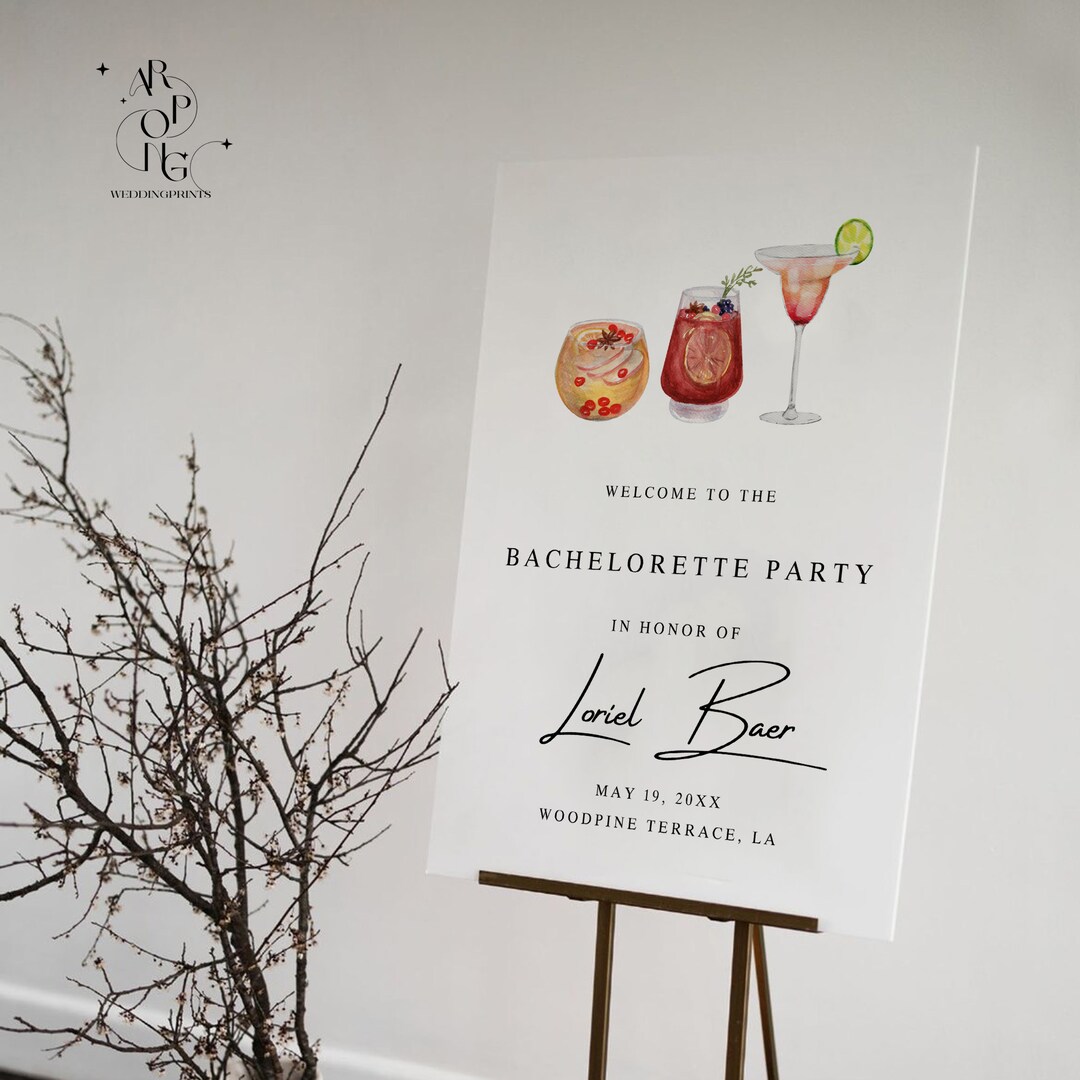 Bachelor Party Welcome Sign Template, Printable Cocktail Welcome Sign ...