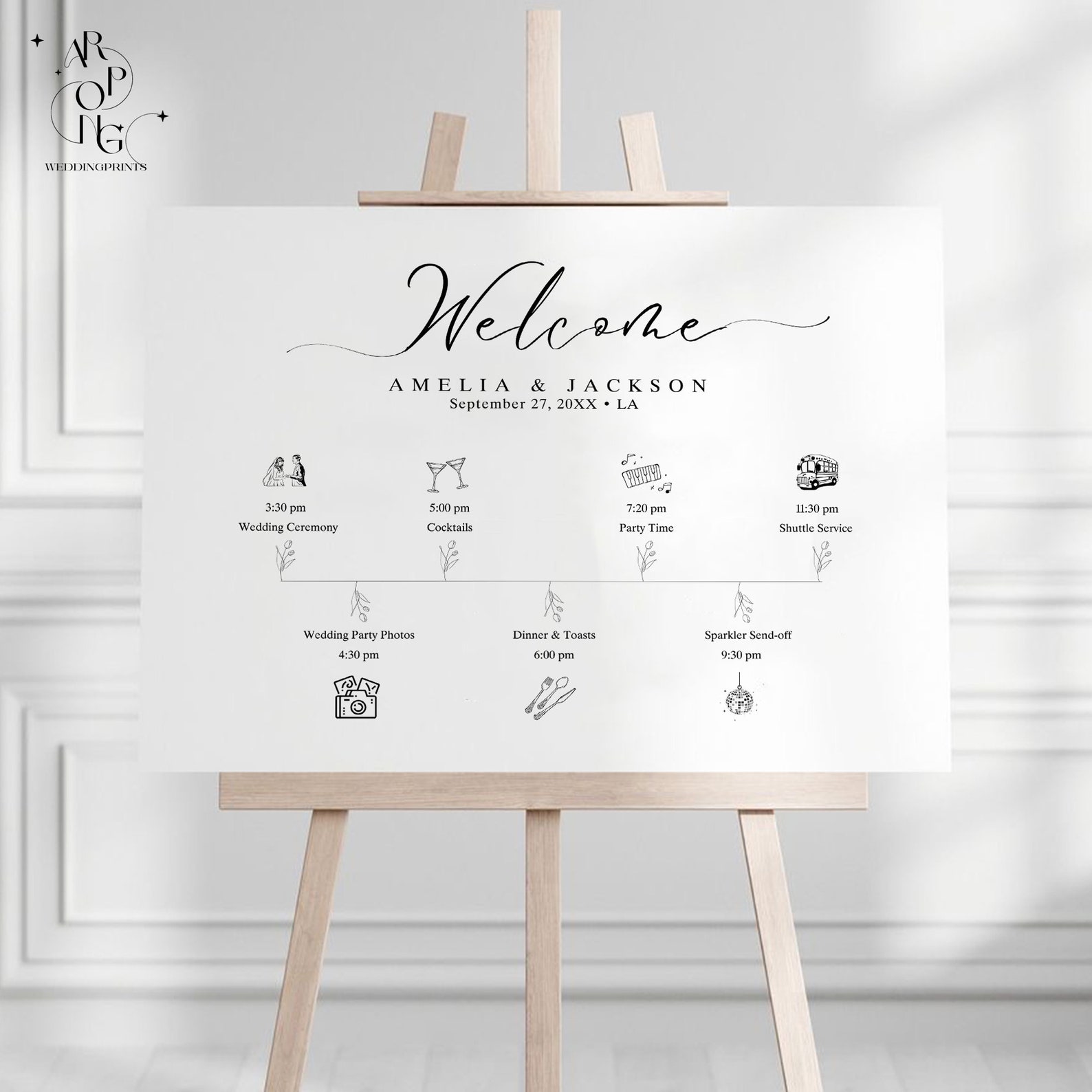 Minimalist Welcome Sign Template, Printable Wedding Day Timeline With ...