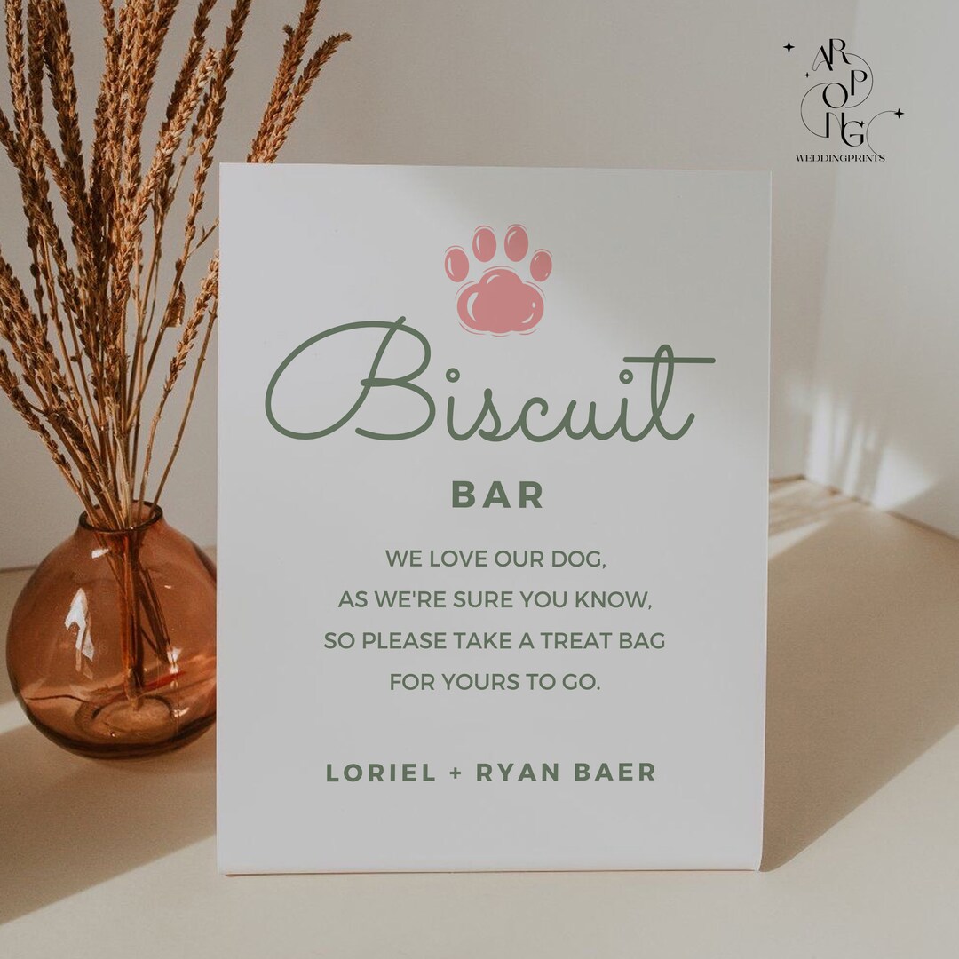 Biscuit Bar Sign Templates, Pet Favor Signs, Dog Treats, Minimalist ...