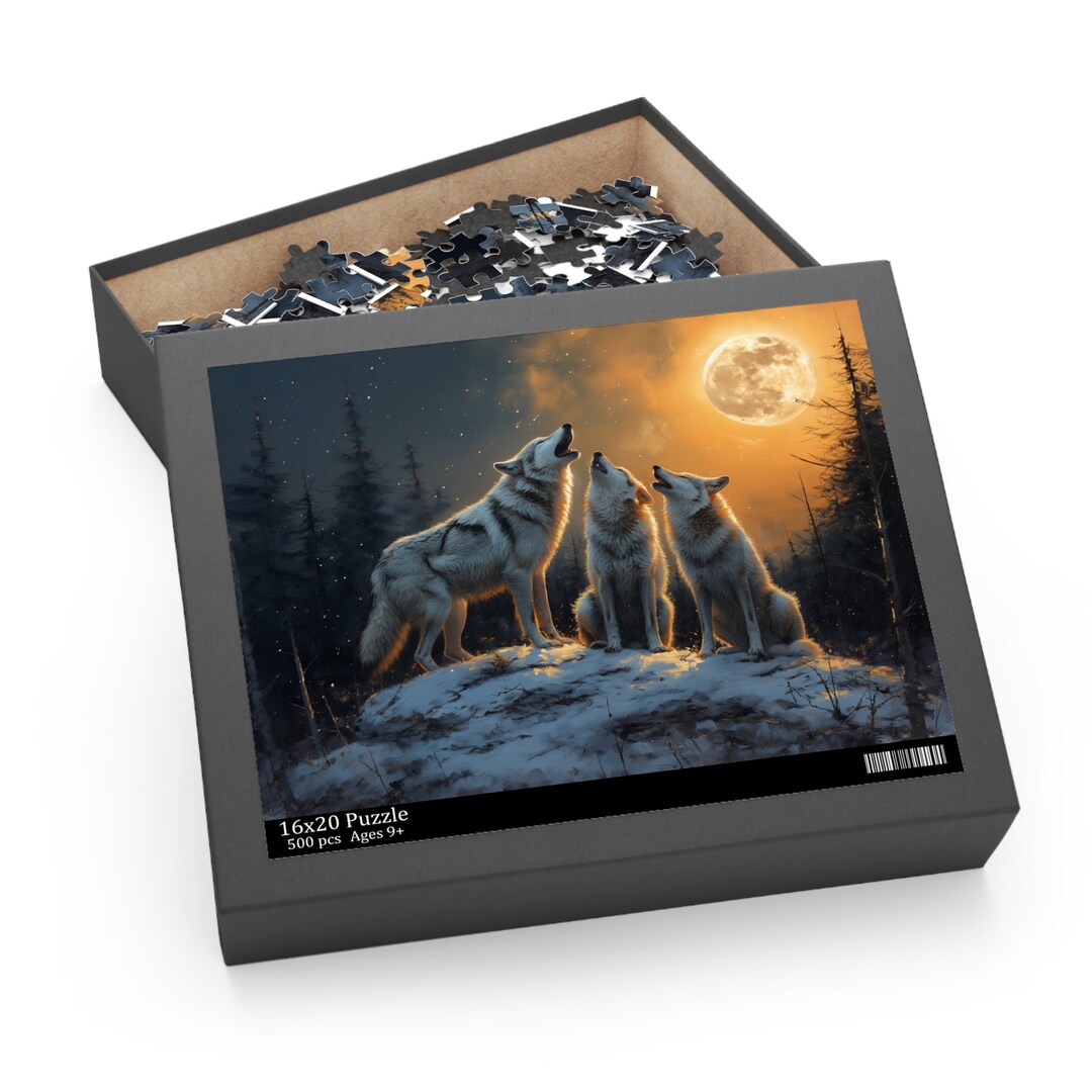 Wolves Howling at the Moon Puzzle. Wolves Puzzle, Wolf Puzzle, Moon ...