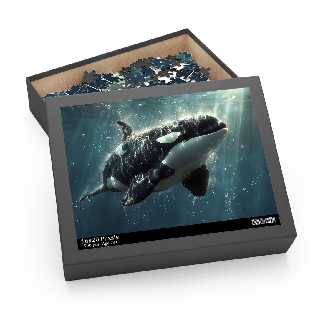 Orca Killer Whale Puzzle. Majestic Orca Puzzle, Whale Puzzle, Playful ...