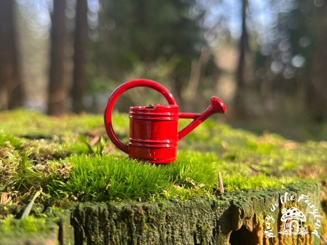 Miniature Fairy Garden Watering Can - Tiny Metal Decor - 1/24 Scale ...