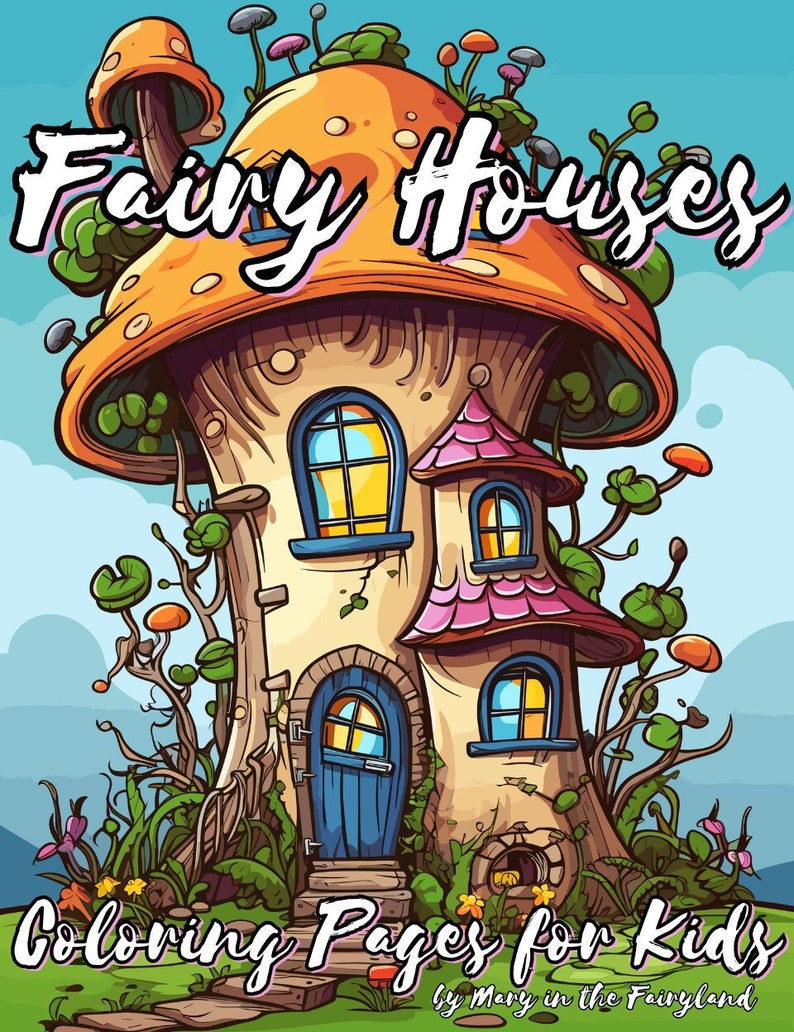 20 Kid-friendly Fairy House Coloring Pages for Creative Fun - Etsy