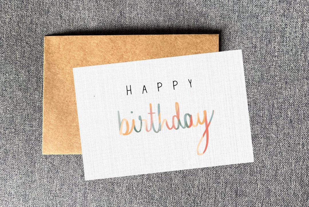 Simple Boho Modern Happy Birthday Card Handmade - Etsy