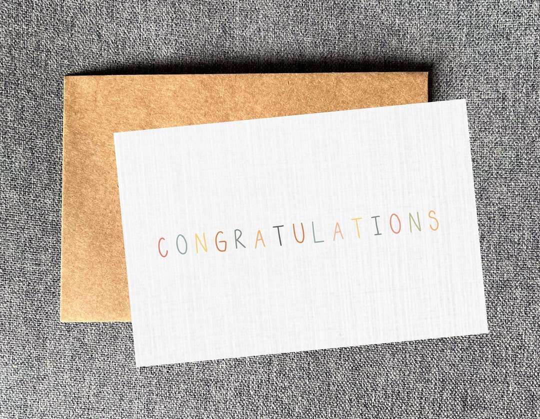 Simple Boho Modern Congratulations Card Handmade - Etsy