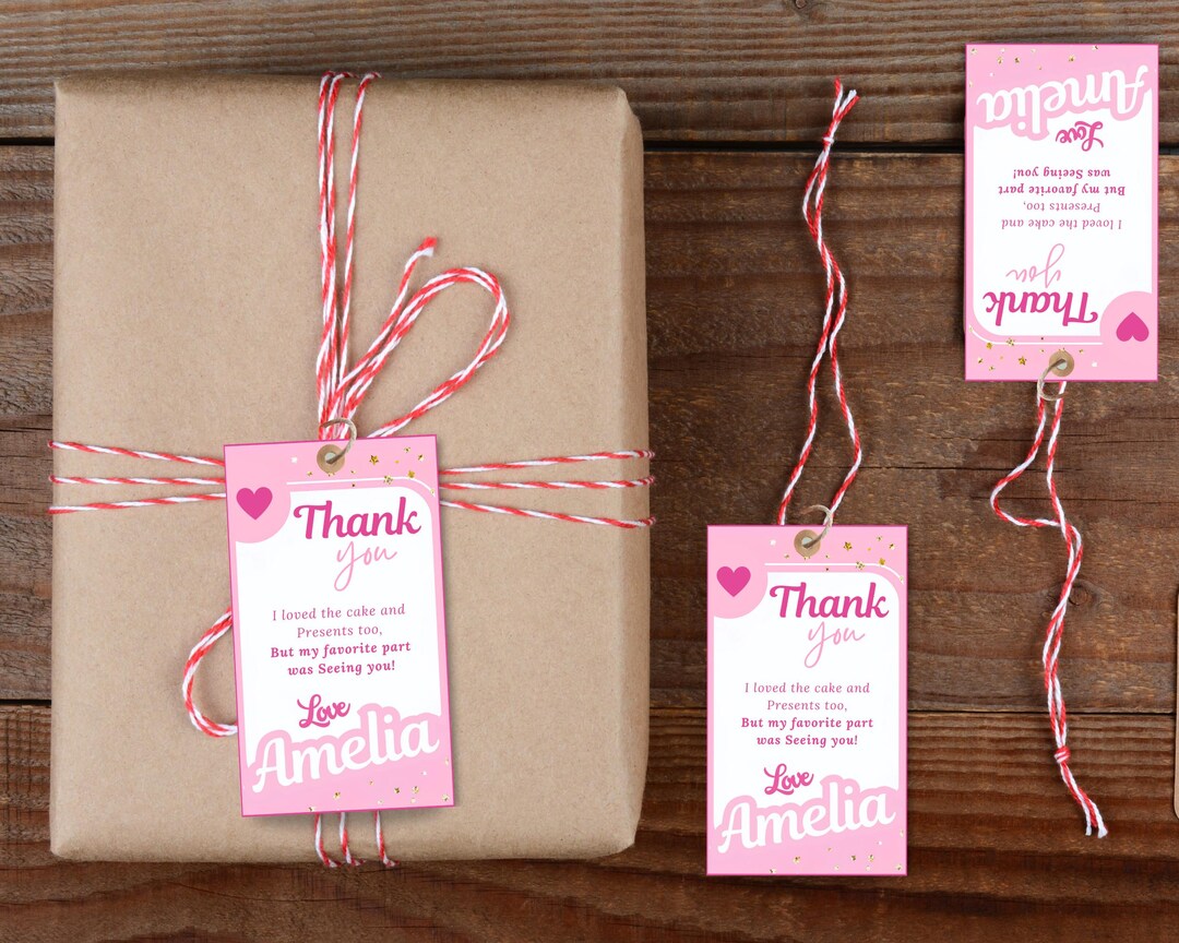Doll Party Thank You Tag Pink Doll Birthday Party Favor Tag Doll ...