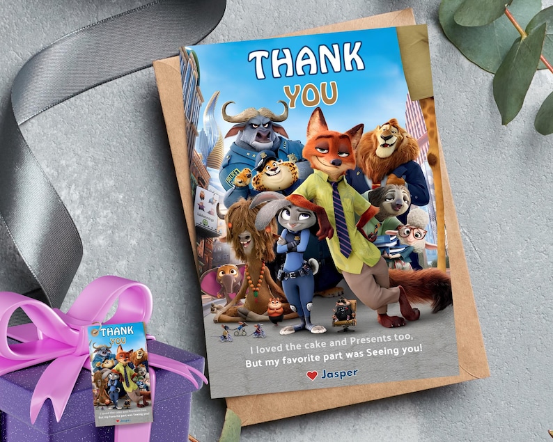 Printable Zootopia 2 Birthday Tag Zootopia 2 Thank You Tag Zootopia 2 ...