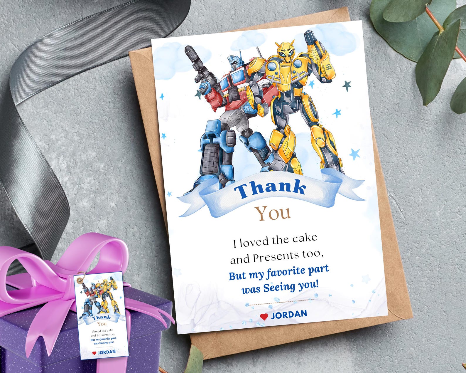 Optimus Prime Transformers Photo Thank You Card Transformer Thank You ...