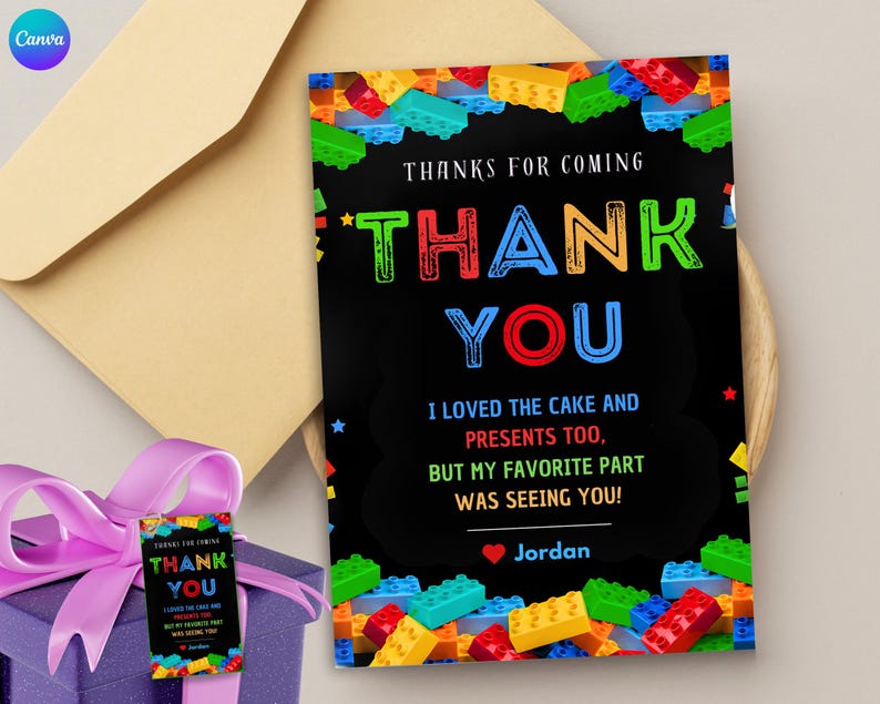 Building Blocks Birthday Thank You Photo Card Builder Blocks Gift Card ...