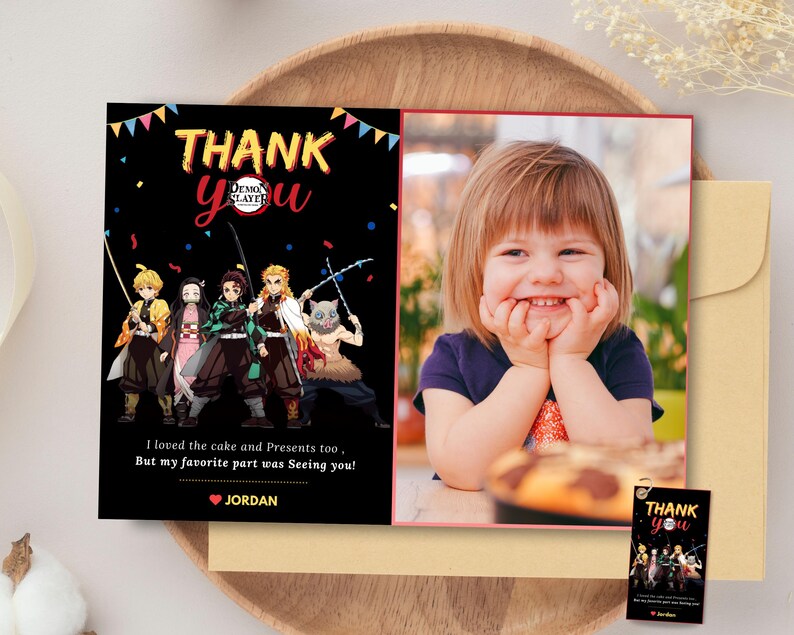Editable Demon Slayer Birthday Thank You Card Demon Slayer Thank You ...