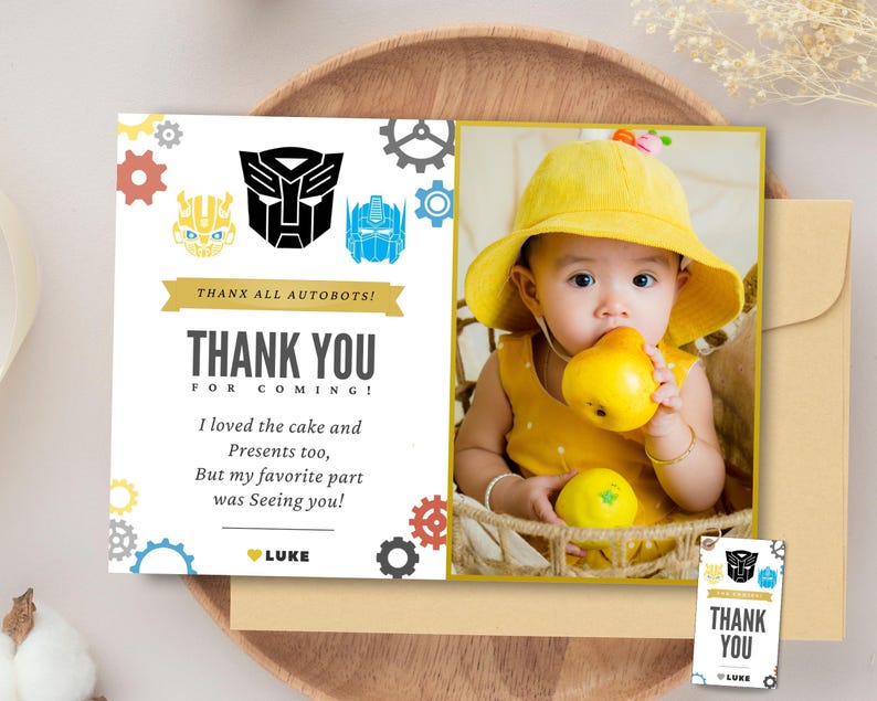 Rescue Bots Thank You Card Optimus Prime Thank You Autobots Party Gift ...