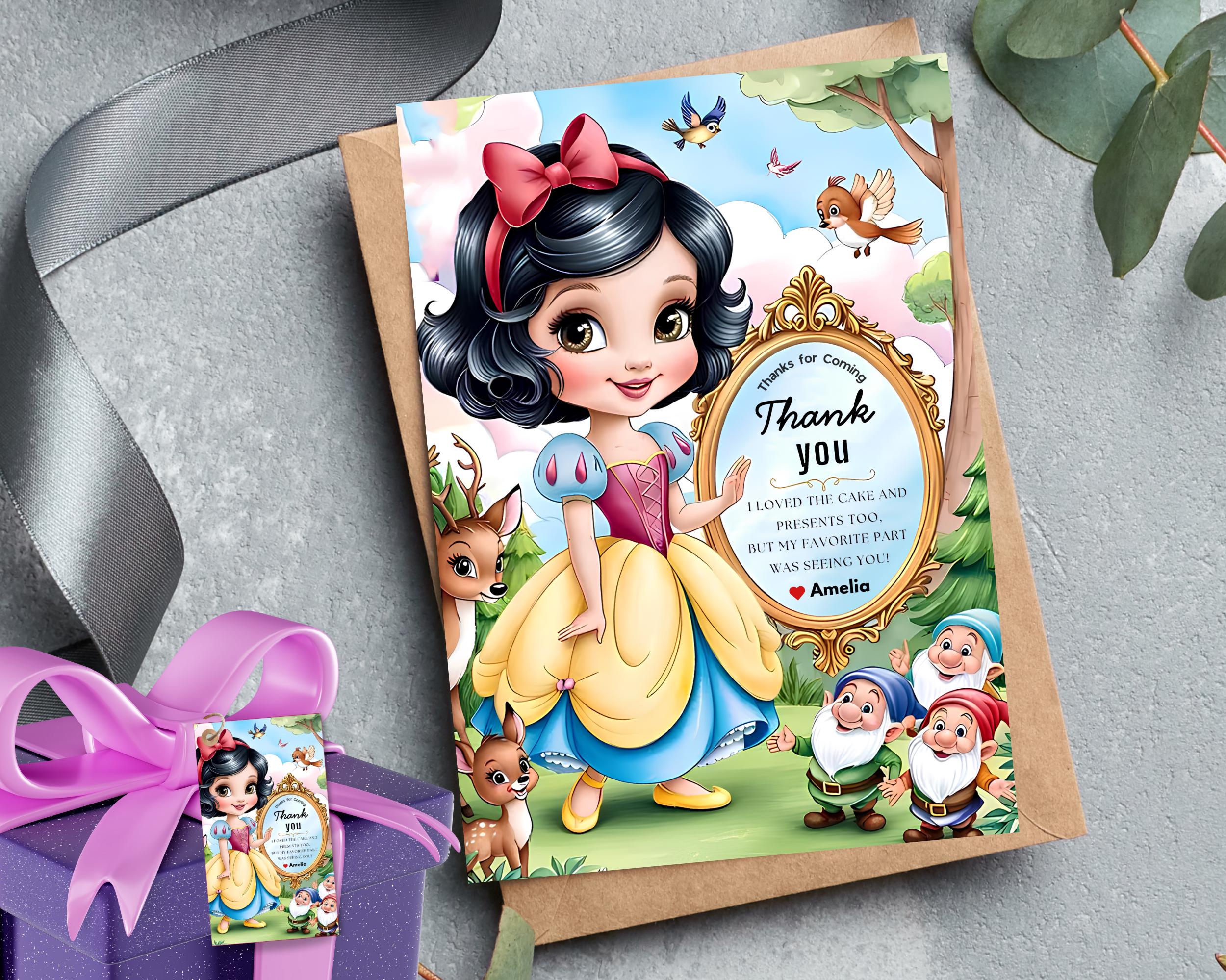 Snow White Birthday Thank You Princess Snow White Thank You Card With ...