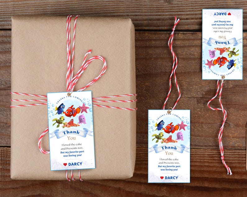Printable Finding Nemo Return Gift Label Nemo Goodie Bag Tag Underwater ...