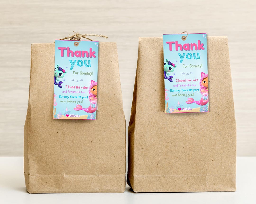 Gabbys Dollhouse Thank You Tag Gabby's Party Favor Pandy Template Doll ...